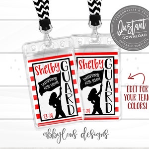 EDITABLE Color Guard Bag Tags, Printable Backpack Tags, Personalized ...