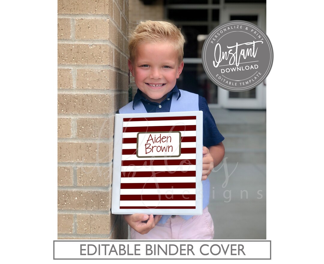 EDITABLE Binder Cover, Stripe Binder Cover, Back to School, School ...