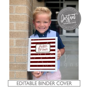 EDITABLE Binder Cover, Stripe Binder Cover, Back to School, School ...