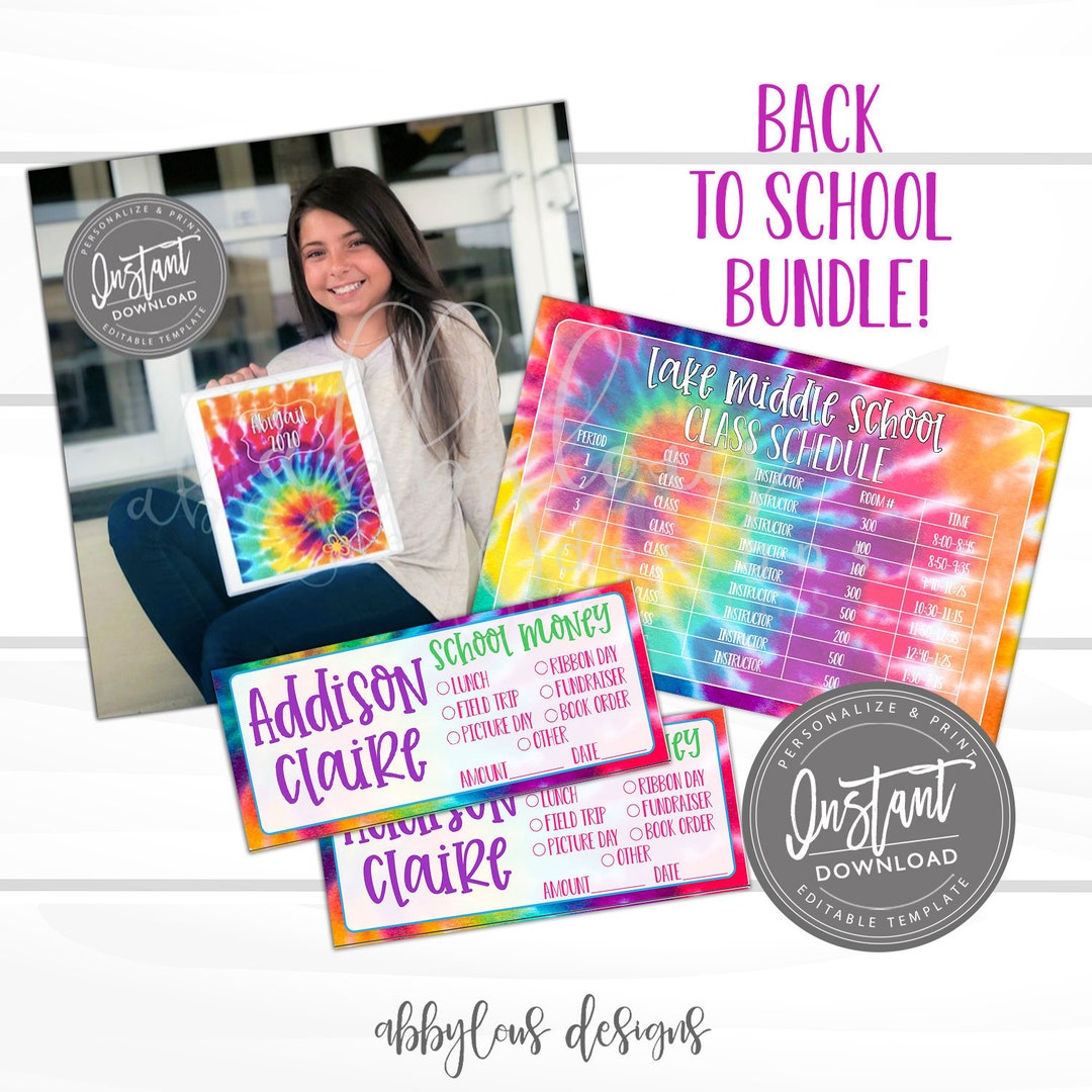 EDITABLE Tie Dye School Bundle, Tie Dye Binder Cover, Tie Dye Class ...