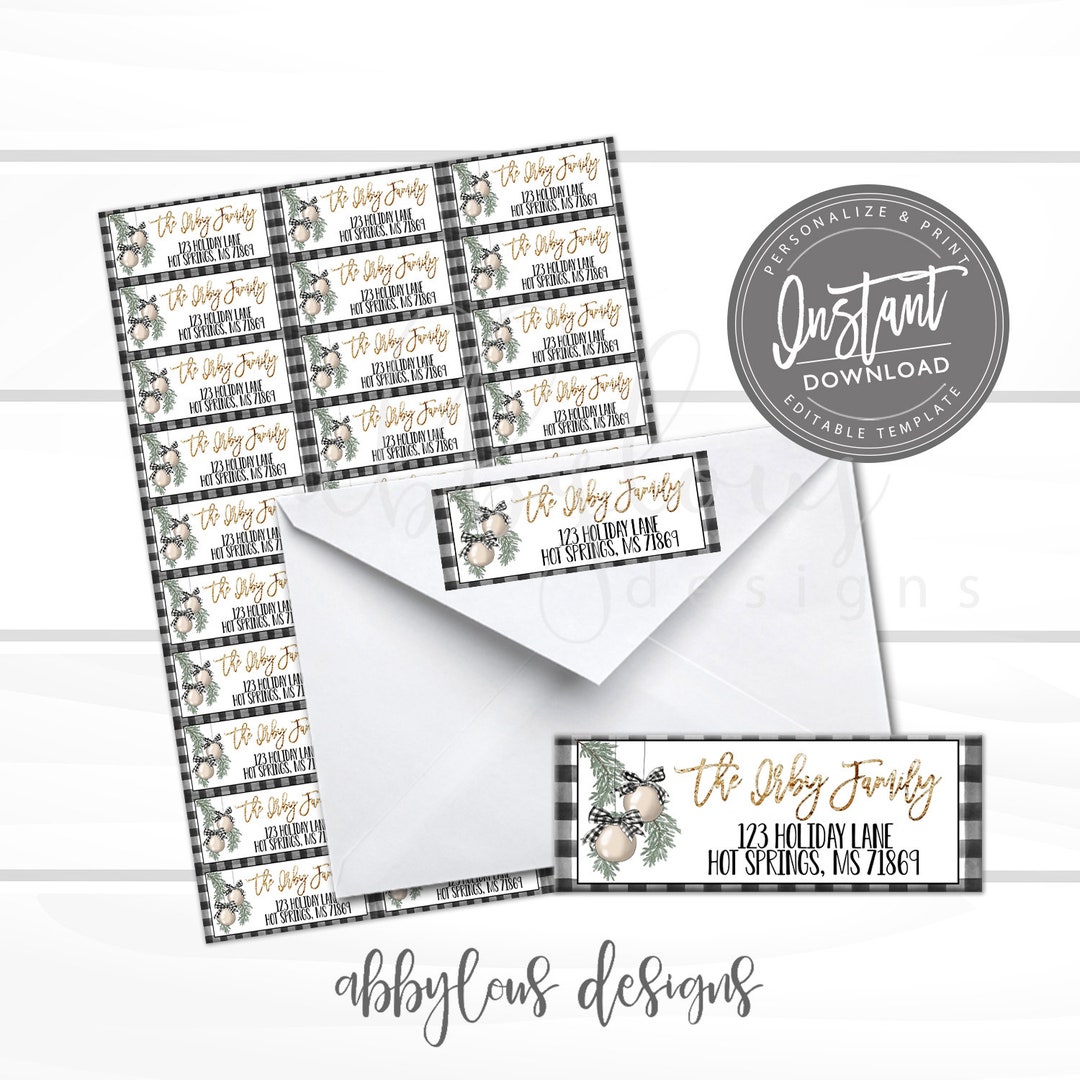 EDITABLE Address Label Printable, Christmas Card Address Labels ...