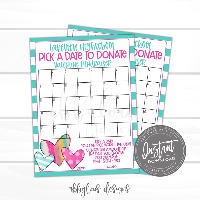 EDITABLE Valentine PTO Pick a Date to Donate Printable PTO - Etsy