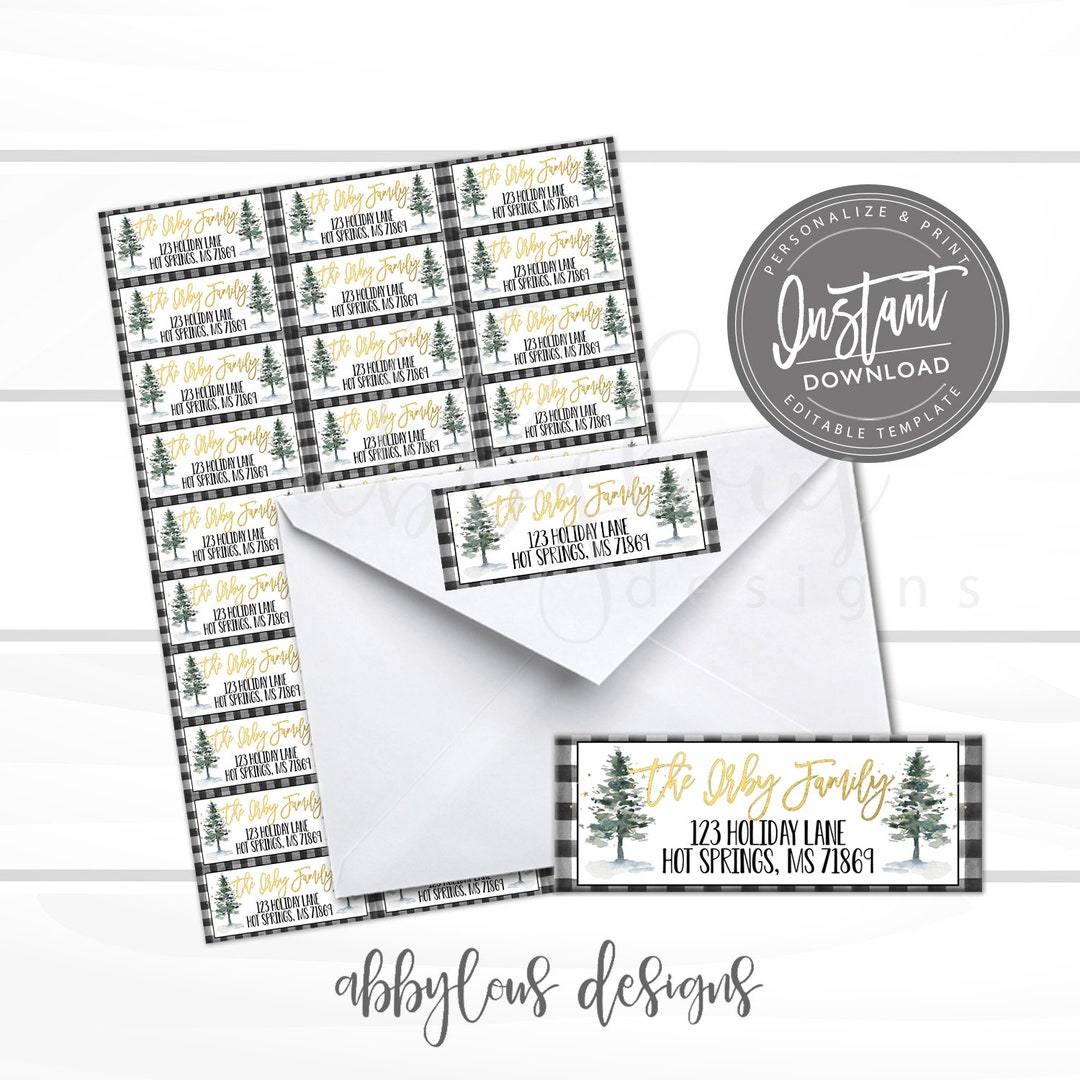 EDITABLE Address Label Printable, Christmas Card Address Labels ...