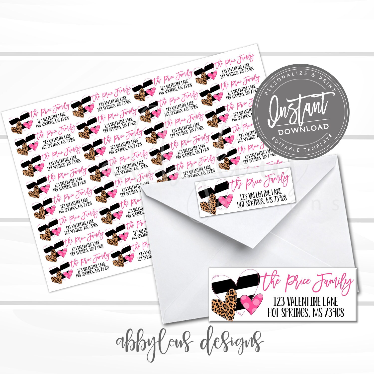 EDITABLE Address Label Printable Hearts Address Labels | Etsy
