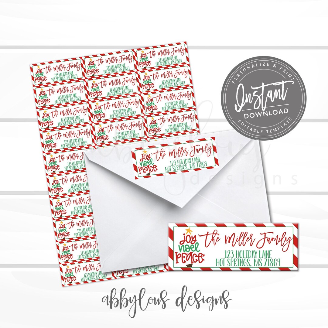 EDITABLE Address Label Printable, Christmas Card Address Labels ...