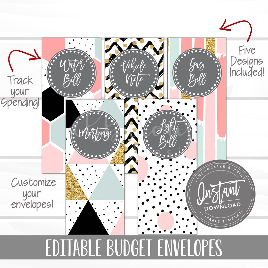 EDITABLE Budget Envelopes, Cash Tracker, Abstract Budget Envelopes ...