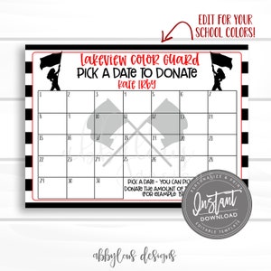 EDITABLE Color Guard Pick a Date to Donate Printable, Color Guard ...