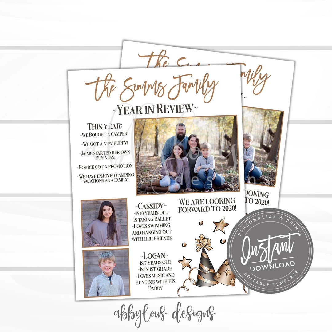 EDITABLE Year in Review Printable, Happy New Year Card Insert, Editable ...