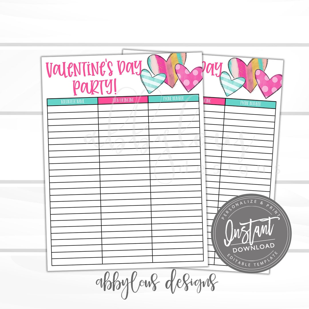 EDITABLE Teacher Volunteer Printable, PTO/PTA Sign up Sheet, Editable ...