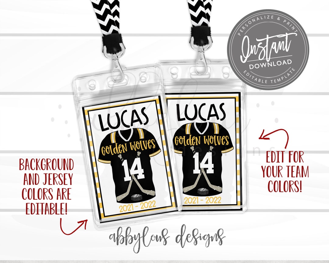 EDITABLE Hockey Luggage Bag Tags, Printable Backpack Tags, Personalized ...