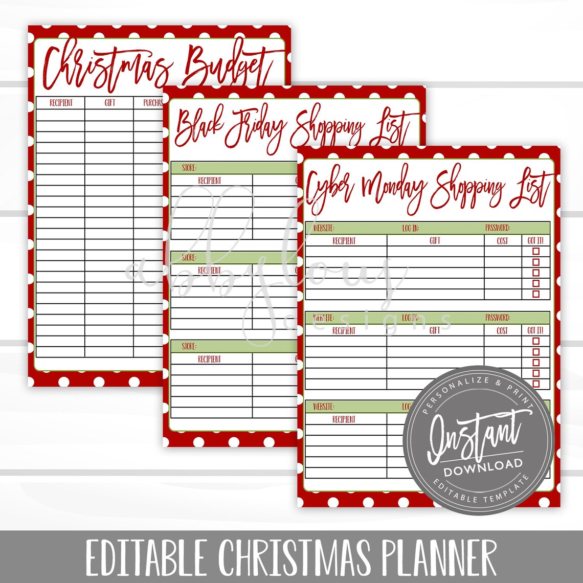 EDITABLE Christmas Planner Printable, Christmas Party Planner, Gift ...