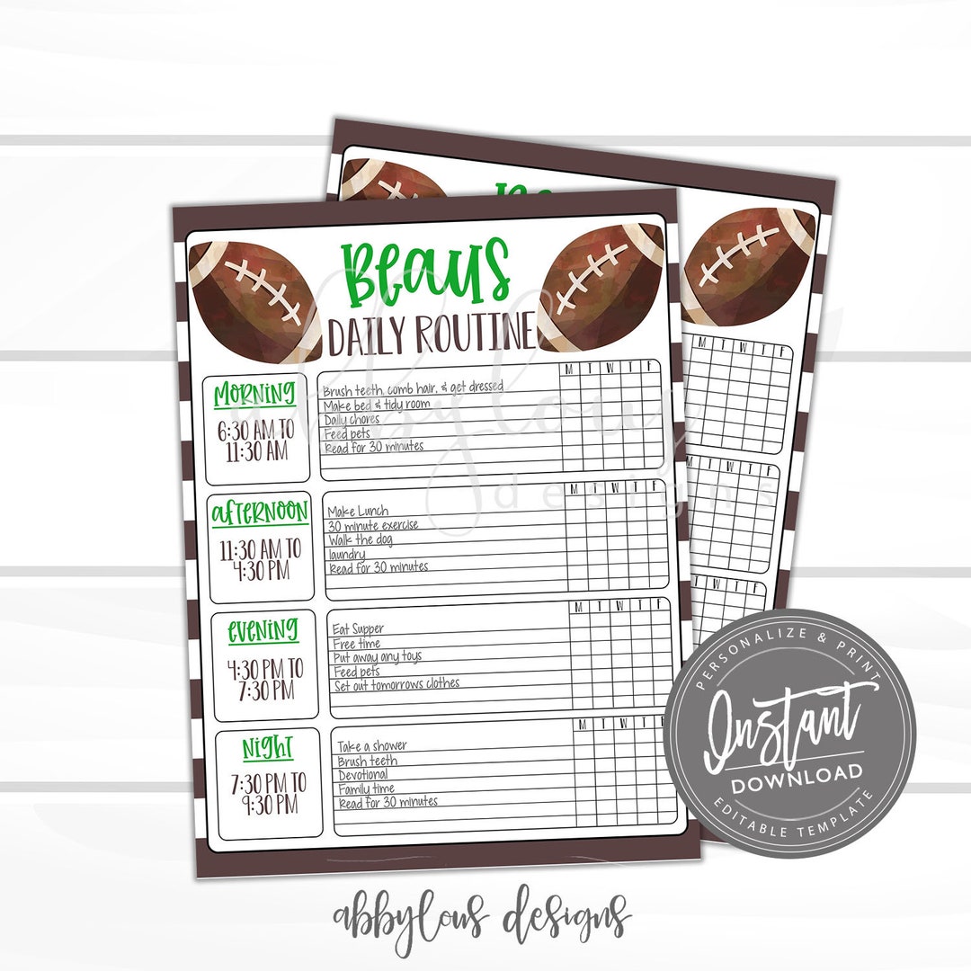 EDITABLE Daily Routine Schedule Printable, Daily Schedule, Daily ...