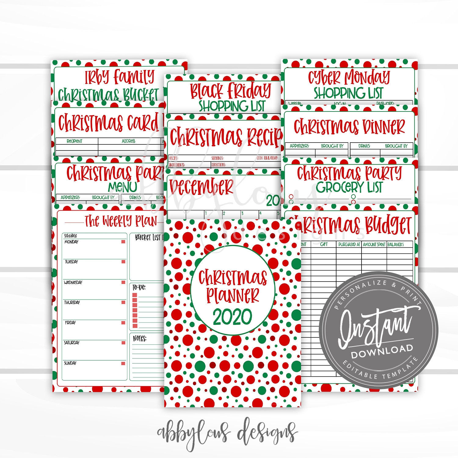 EDITABLE Christmas Planner Printable, Christmas Party Planner, Gift ...