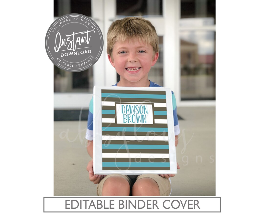 EDITABLE Binder Cover, Stripe Binder Cover, Back to School, School ...