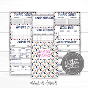 EDITABLE Camper Planner Printable, RV Planner, Camping Checklists, Full ...