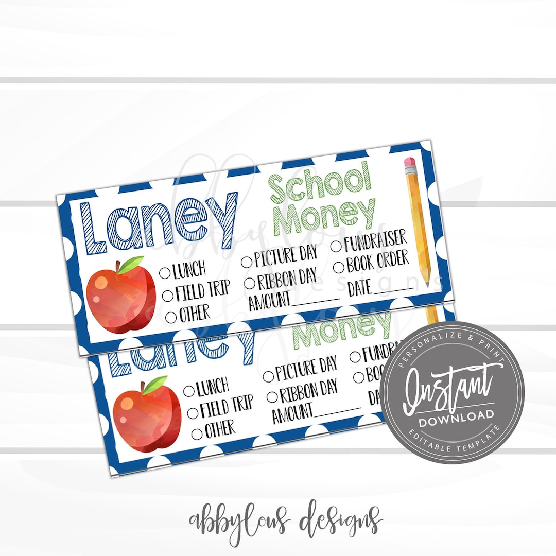 EDITABLE School Envelopes, Lunch Money, School Envelopes, Fundraiser ...