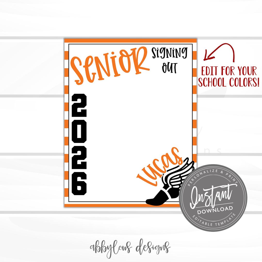 EDITABLE Cross Country Senior Sign Out, Senior Printable, Printable ...