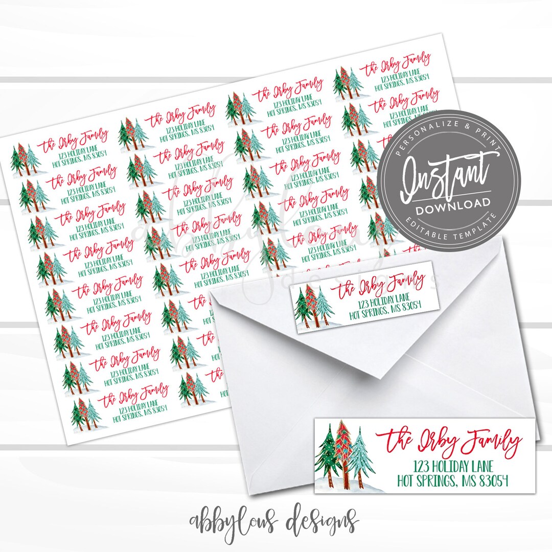 EDITABLE Address Label Printable, Christmas Card Address Labels ...