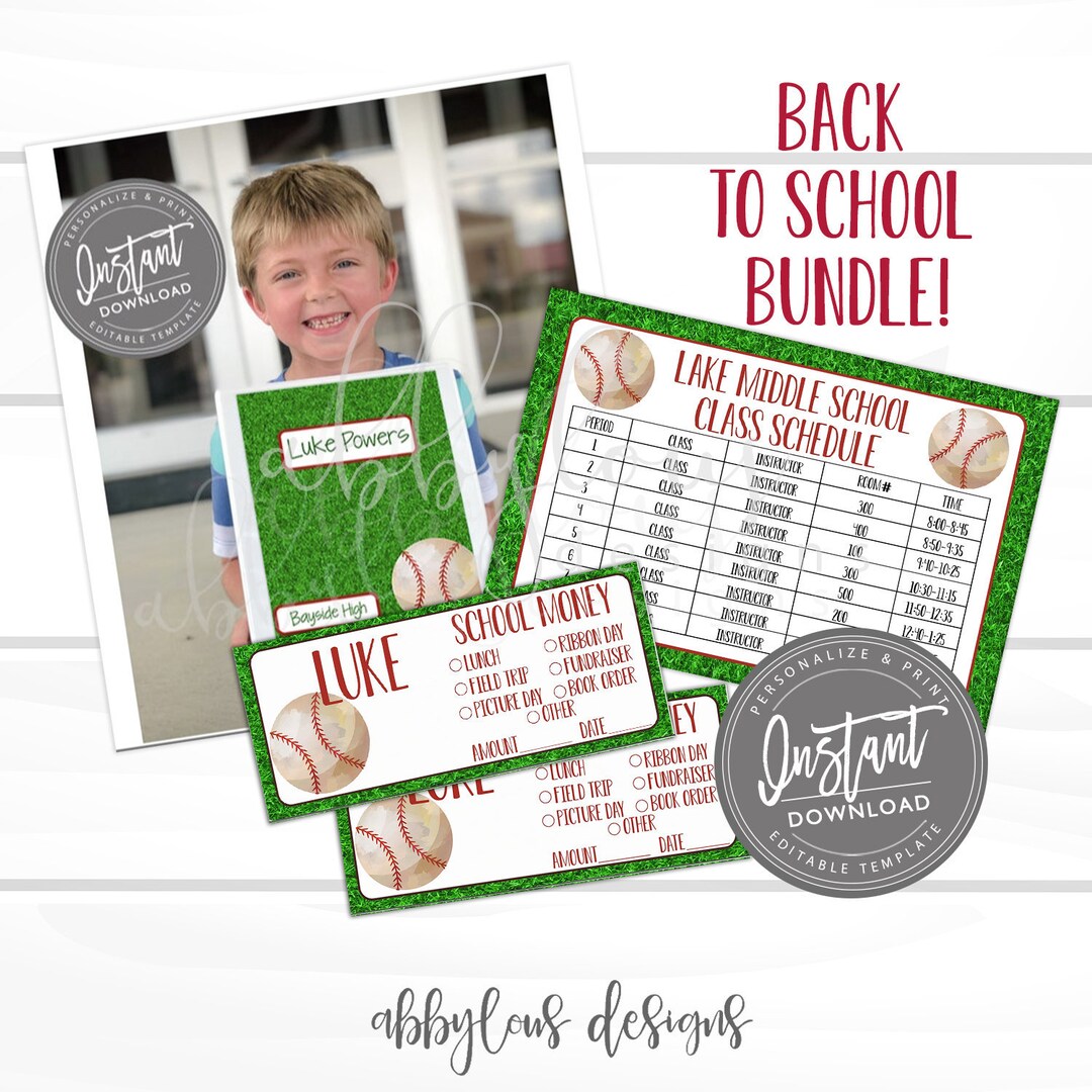 EDITABLE Baseball School Bundle, Baseball Binder Cover, Baseball Class ...