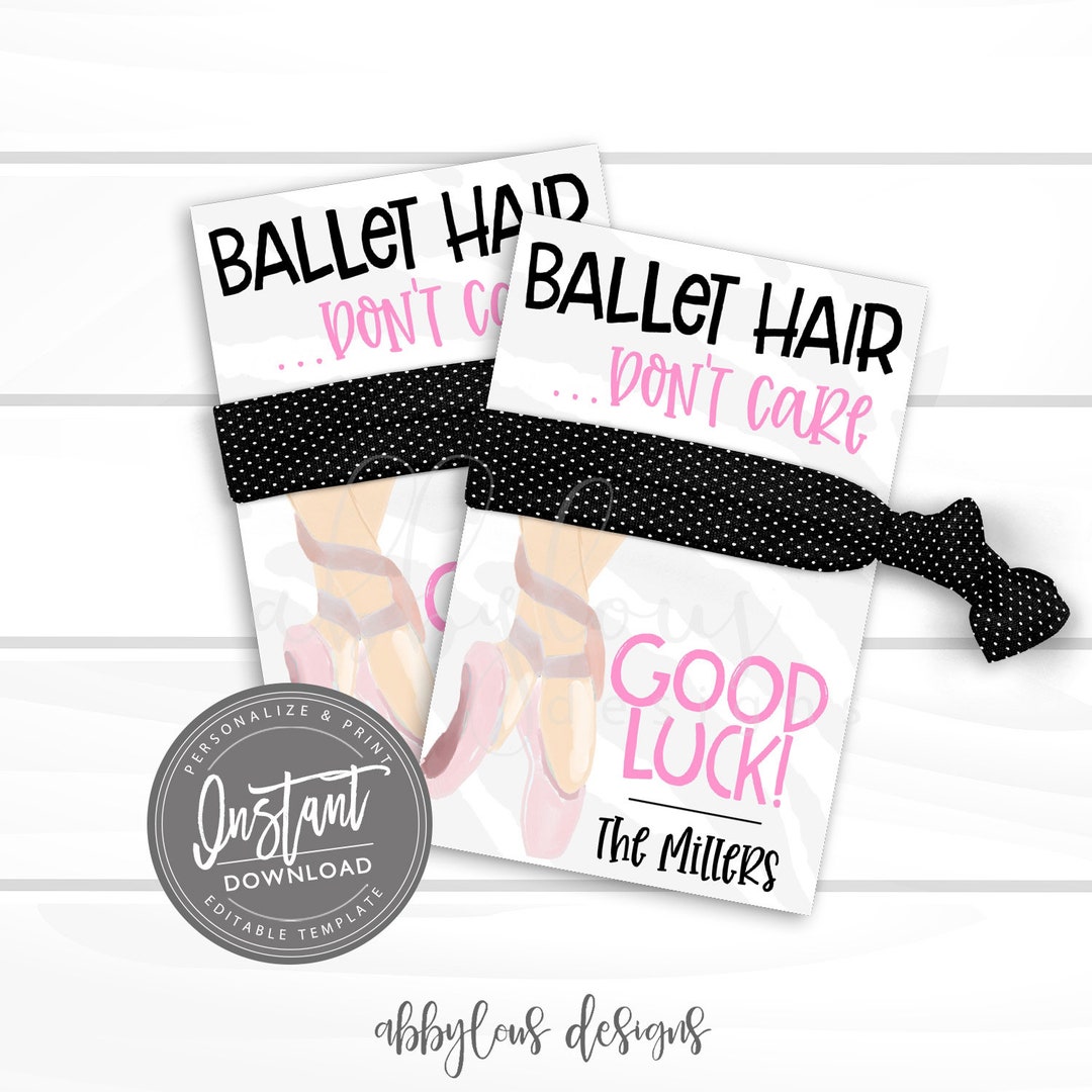 EDITABLE Ballet Hair Tie Tags, Printable Ballet Hair Band Tags ...