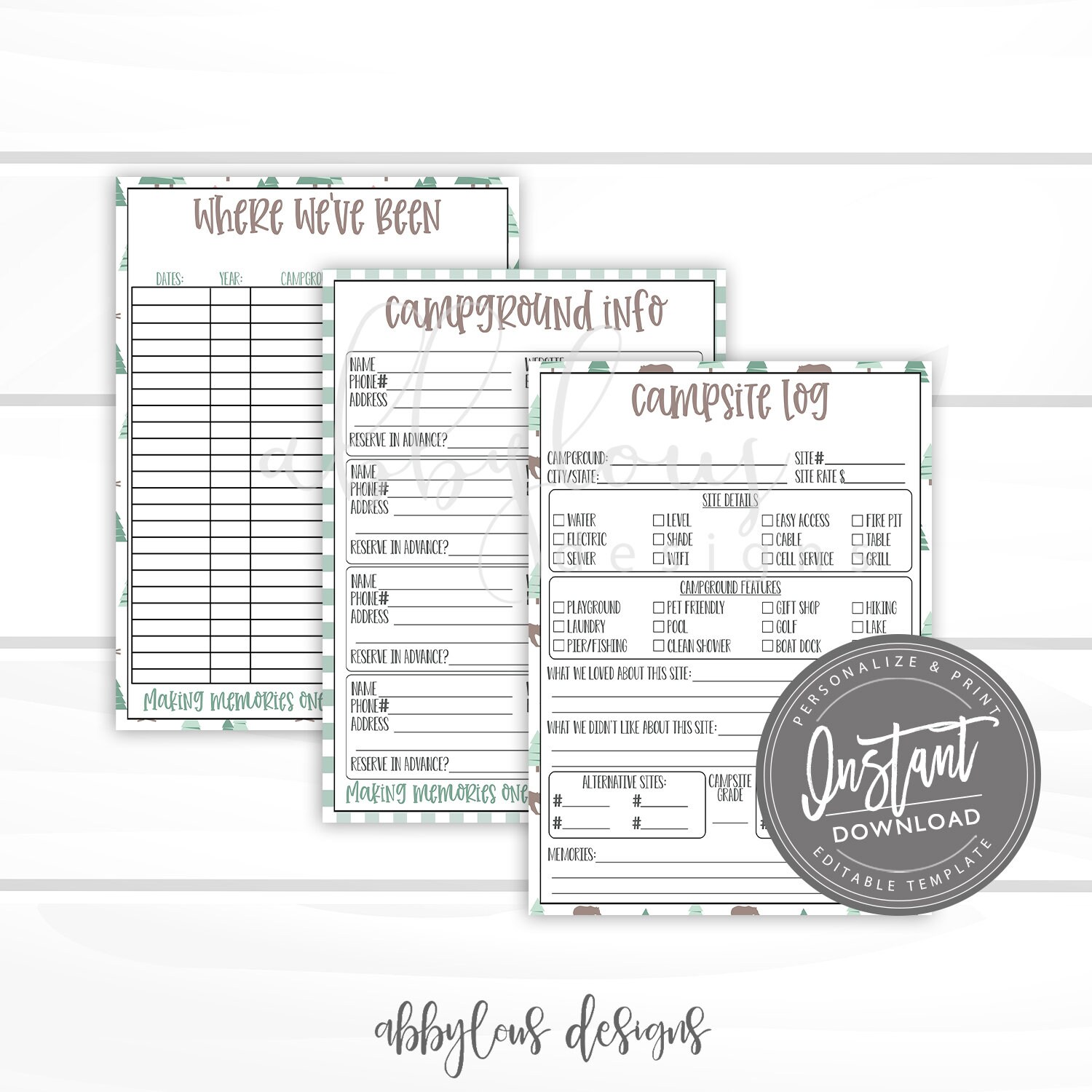EDITABLE Camper Planner Printable, RV Planner, Camping Checklists, Full ...