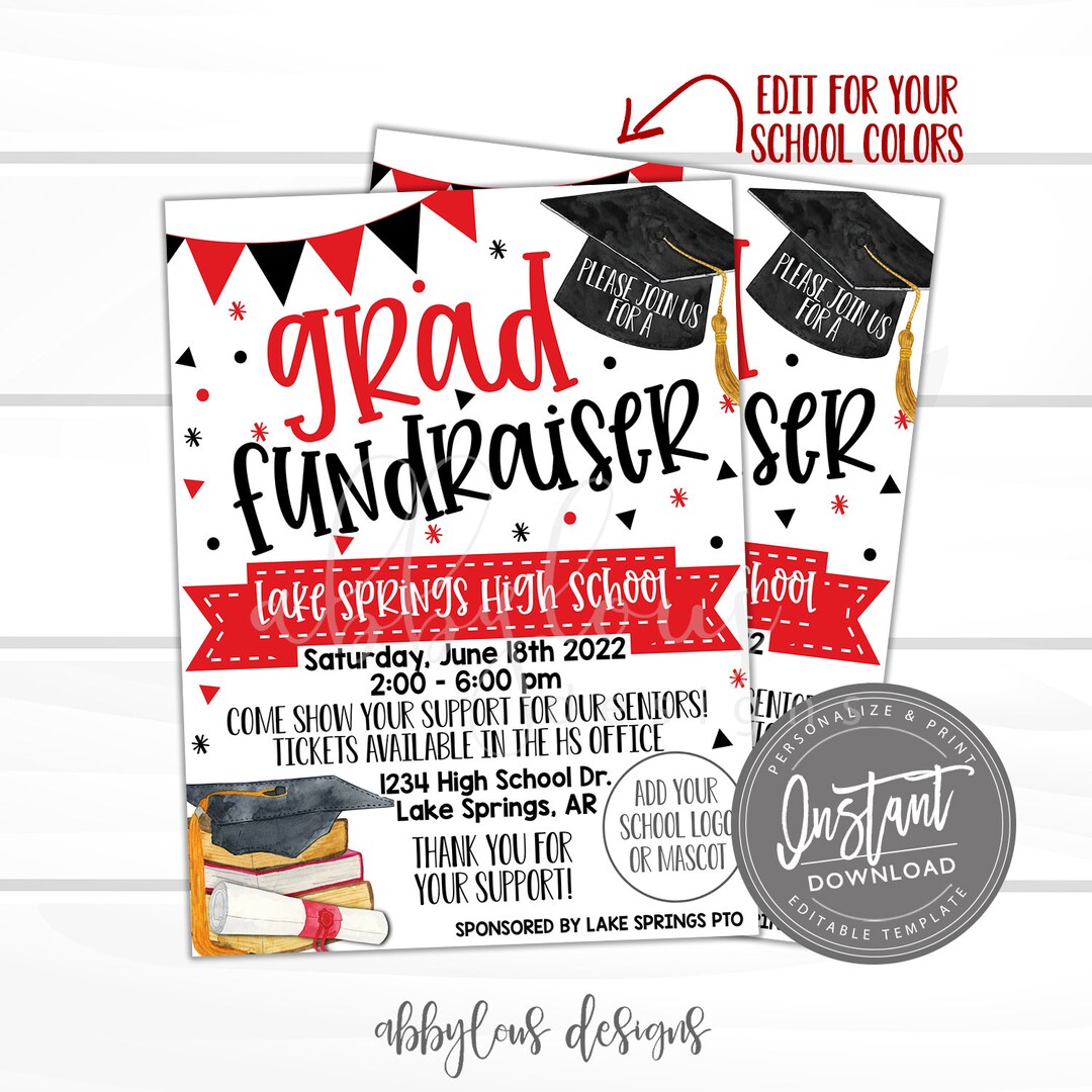EDITABLE Graduation Fundraiser Flyer, Graduation Fundraiser, Printable ...