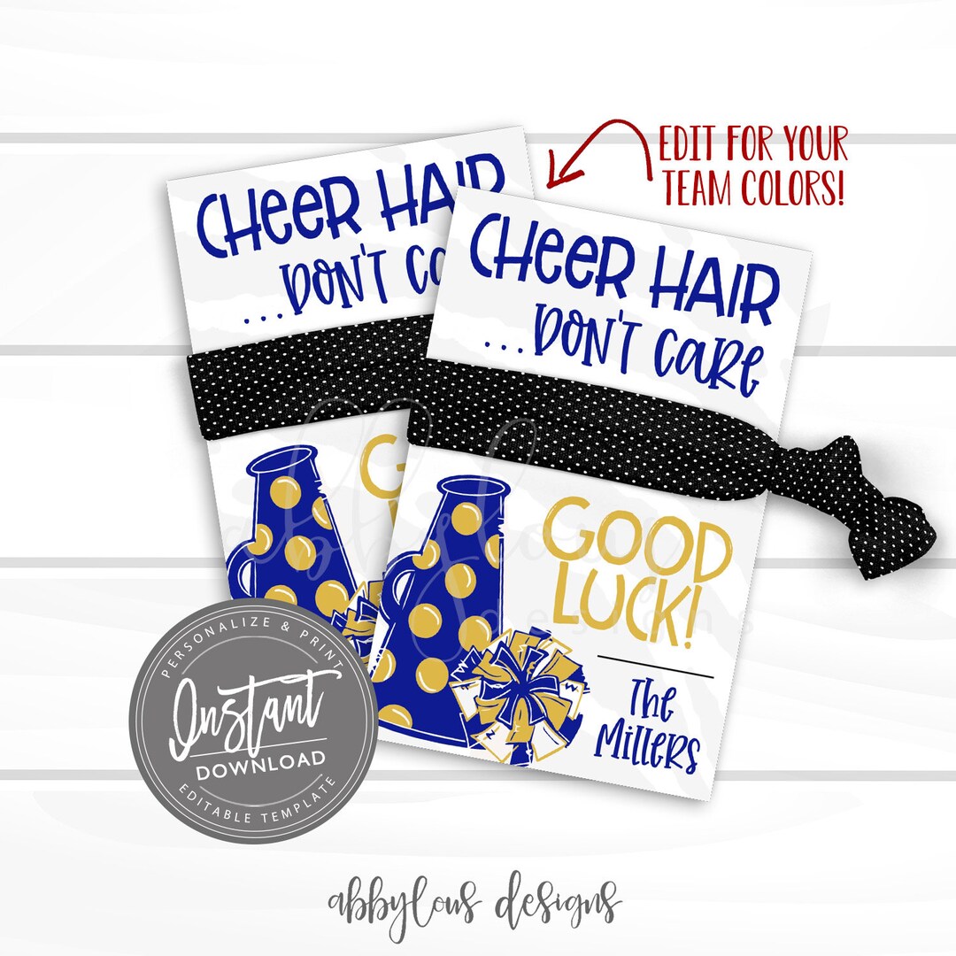 EDITABLE Cheer Hair Tie Tags, Printable Cheerleader Hair Band Tags ...