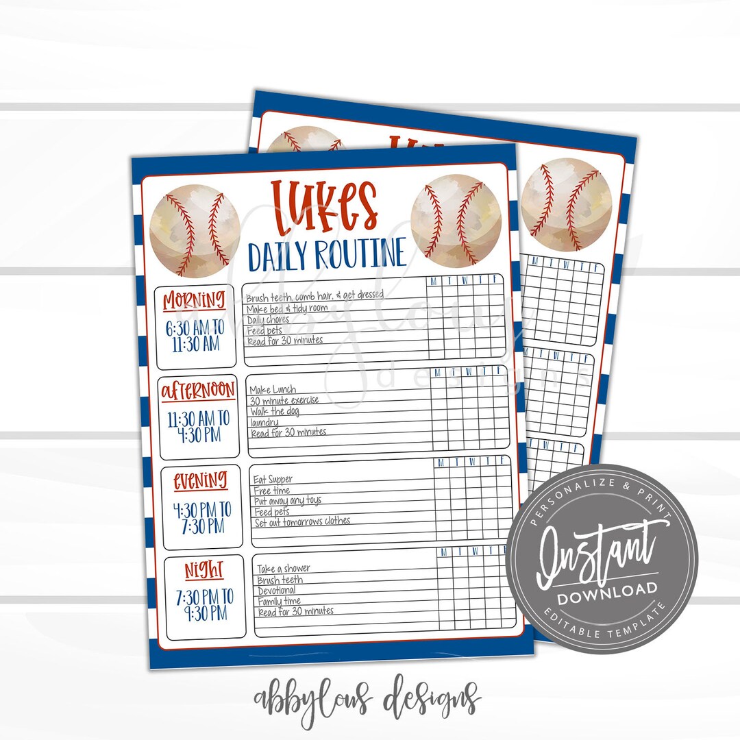 EDITABLE Daily Routine Schedule Printable, Daily Schedule, Daily ...