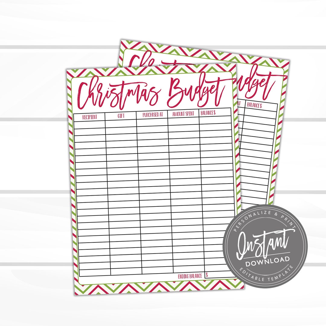 EDITABLE Christmas Budget Printable, Christmas Gift Tracker, Editable ...