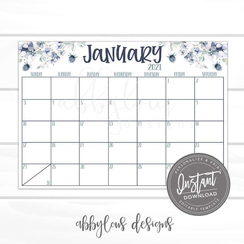 EDITABLE January Calendar Printable Desk Calendar Editable - Etsy