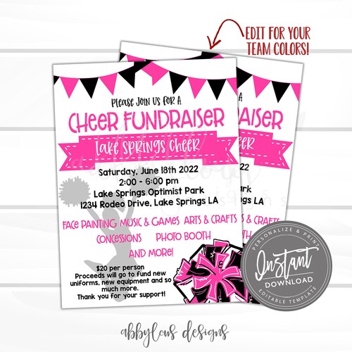 EDITABLE Cheerleader Fundraiser Flyer Printable PTA PTO - Etsy