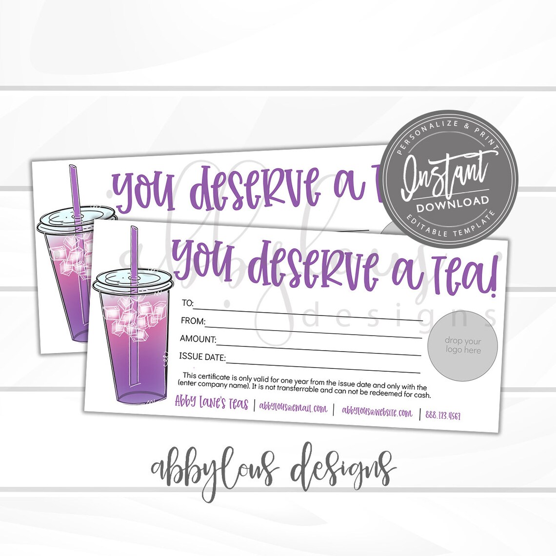 Editable Gift Certificate Editable Loaded Tea Gift Voucher | Etsy