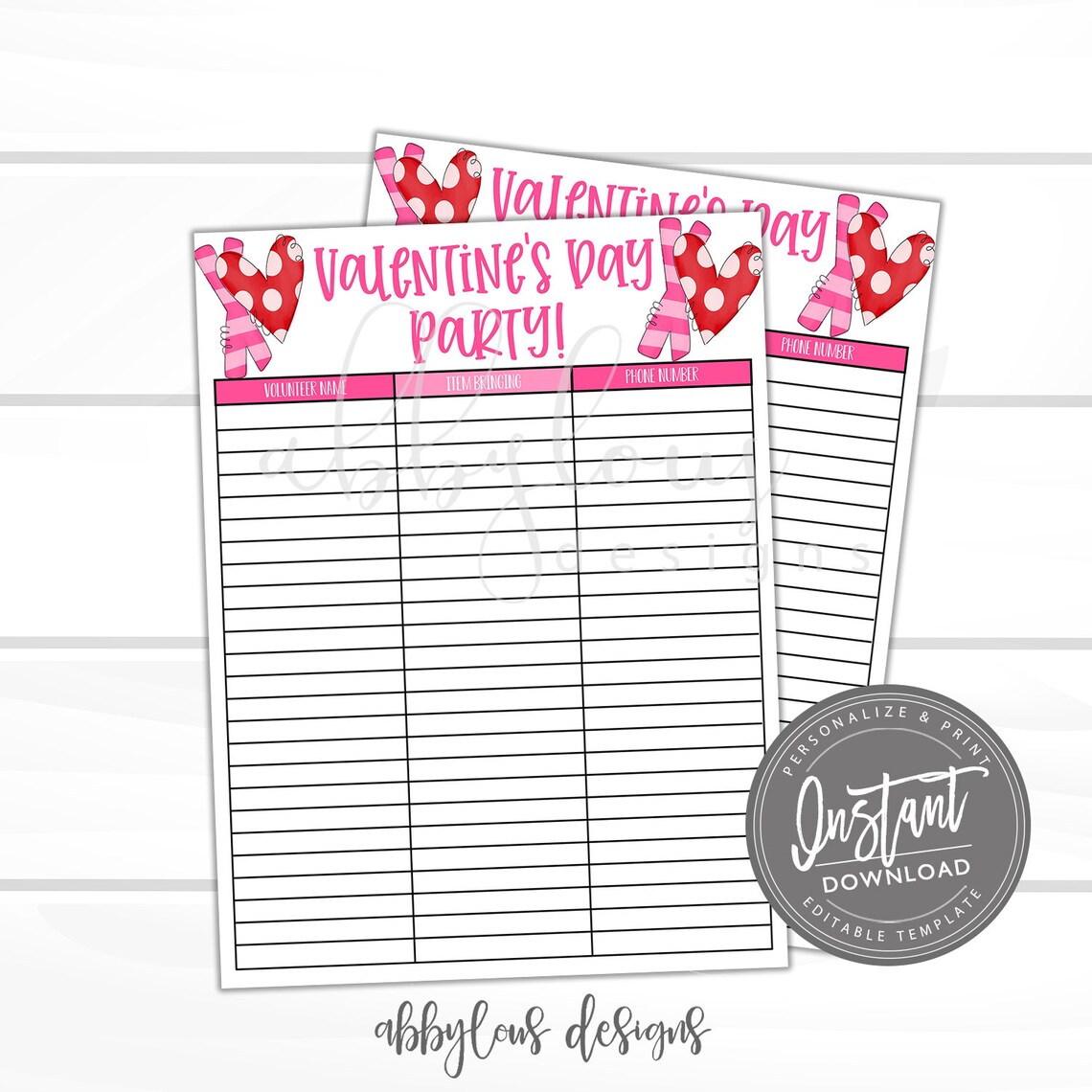 EDITABLE Teacher Volunteer Printable PTO/PTA Sign up Sheet - Etsy