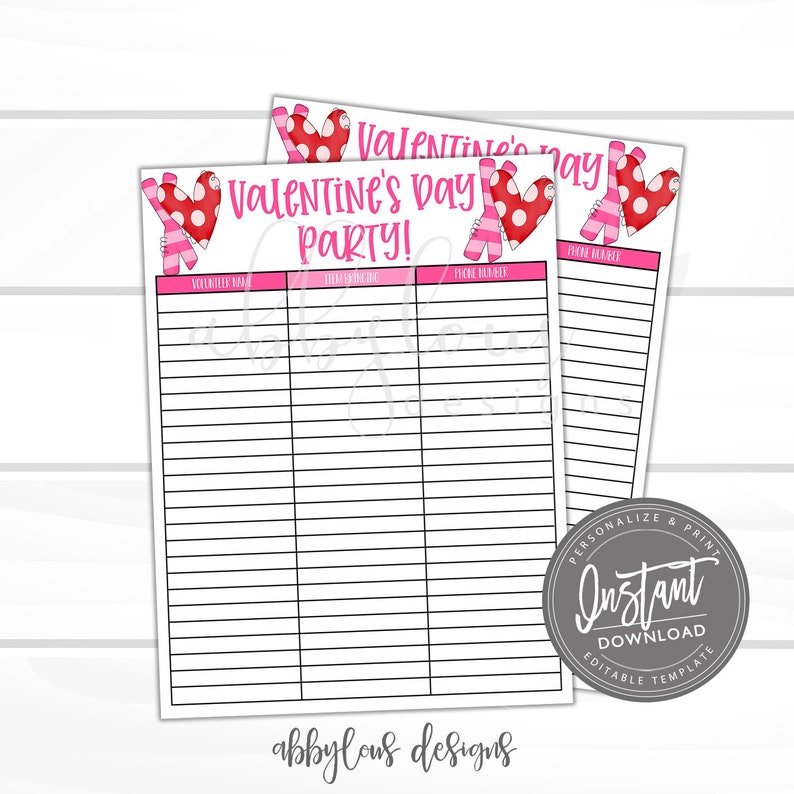 EDITABLE Teacher Volunteer Printable PTO/PTA Sign up Sheet - Etsy