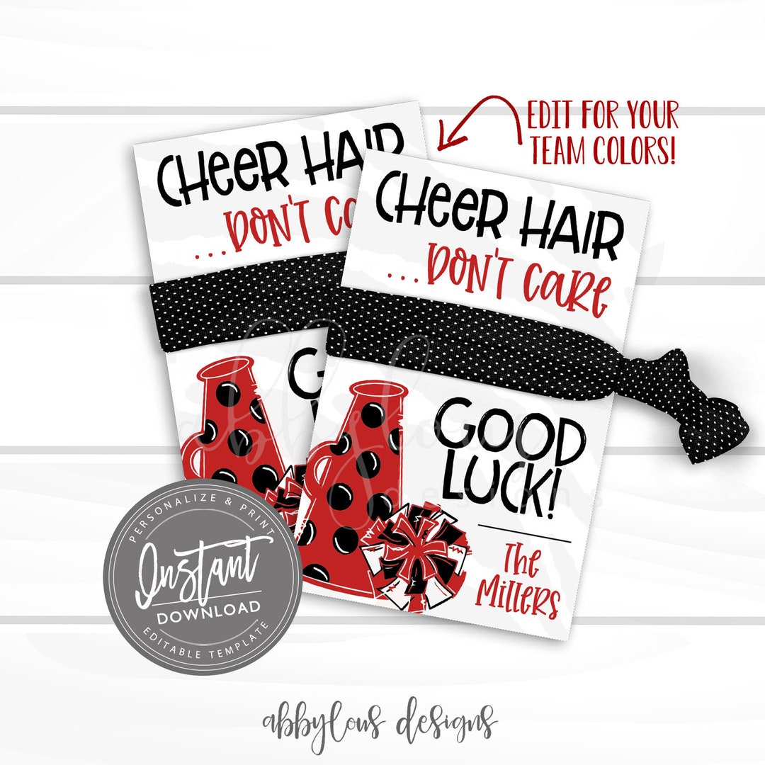 EDITABLE Cheer Hair Tie Tags, Printable Cheerleader Hair Band Tags ...