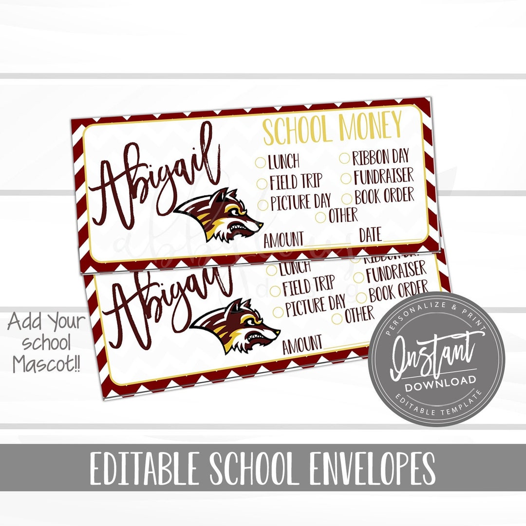 EDITABLE Cash Envelopes, Lunch Money, School Envelopes, Fundraiser ...