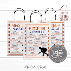 EDITABLE Wrestling Survival Kit Printable, Gift Bag Printable ...