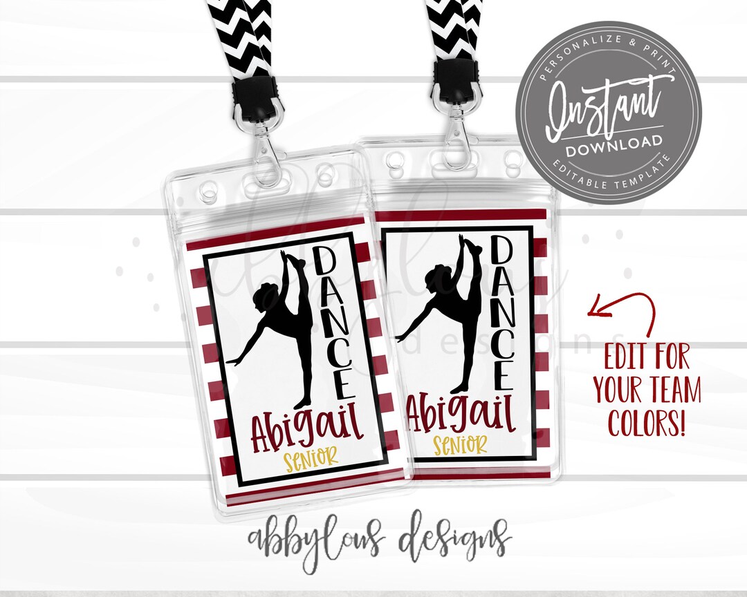 EDITABLE Dance Bag Tags, Printable Dance Team Backpack Tags ...
