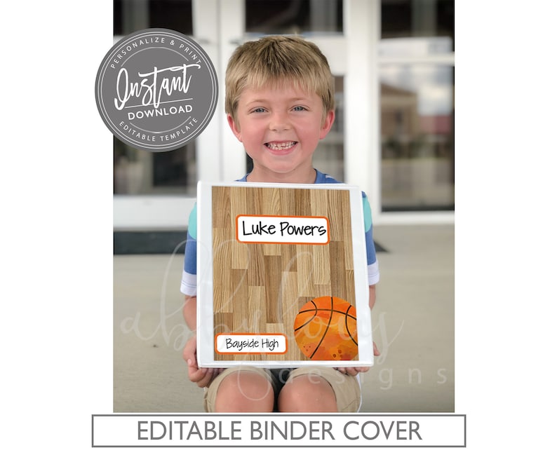 EDITABLE Binder Cover, Basketball Binder Cover, Back to School, School ...