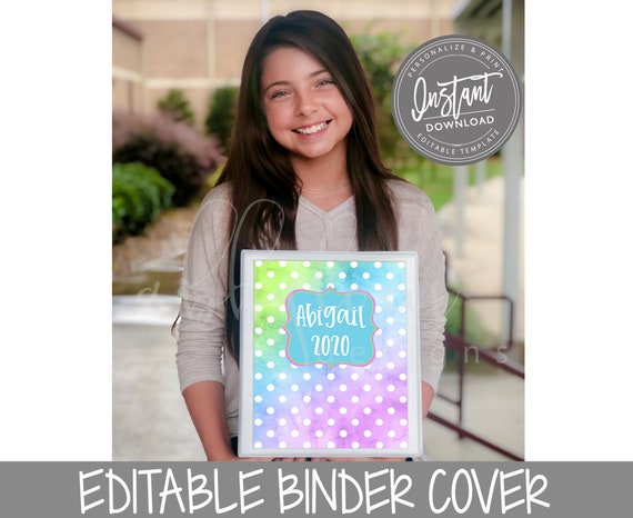 EDITABLE Binder Cover Watercolor Binder Cover Back to | Etsy