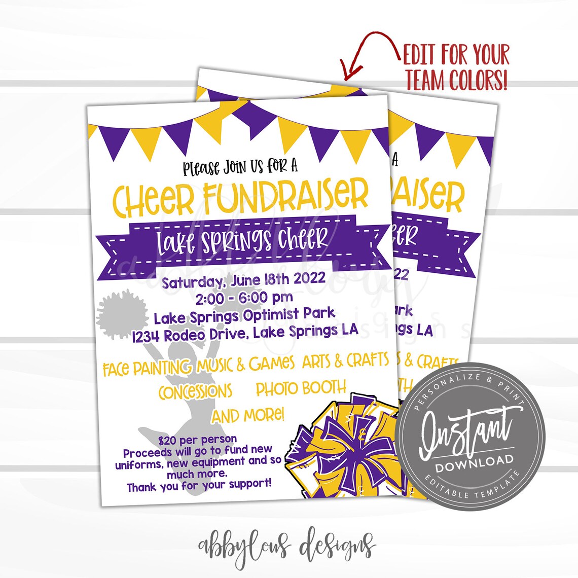 EDITABLE Cheer Fundraiser Flyer Cheerleading Fundraiser - Etsy