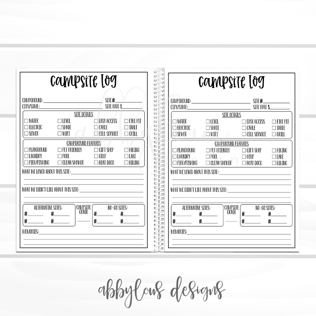 EDITABLE Campsite Log, RV Planner Log, Camping Checklist, Full Time ...
