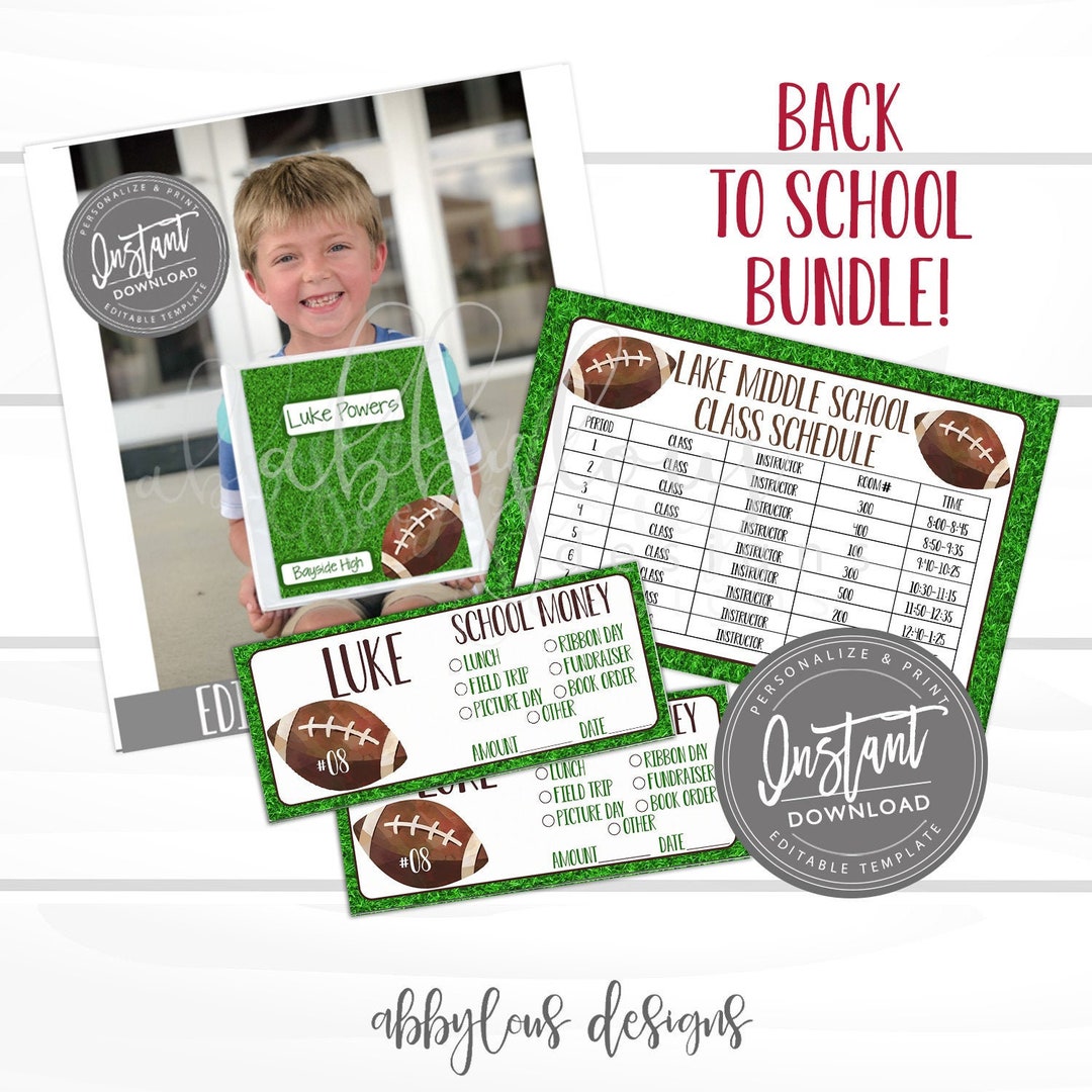 EDITABLE Football School Bundle, Football Binder Cover, Football Class ...