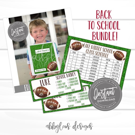 EDITABLE Football School Bundle Football Binder Cover | Etsy
