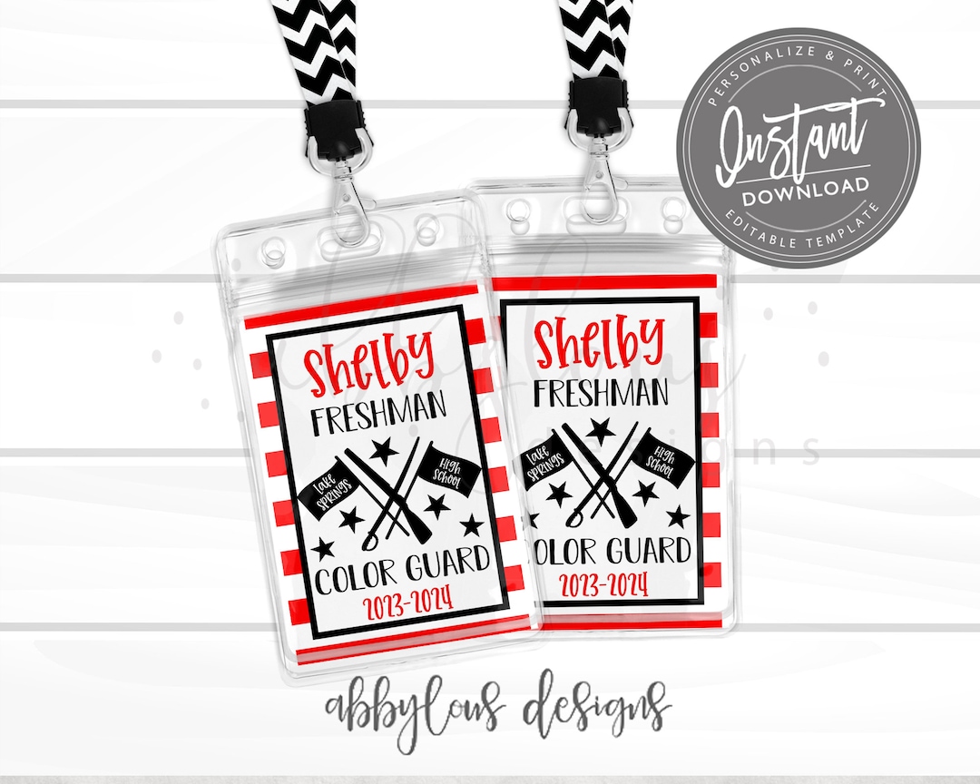 EDITABLE Color Guard Bag Tags, Printable Backpack Tags, Personalized ...