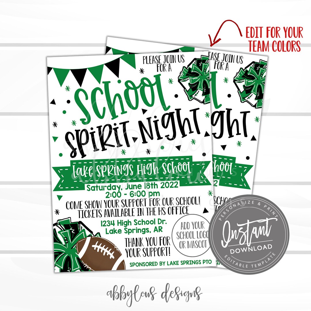 EDITABLE School Fundraiser Flyer, School Spirit Fundraiser, Printable ...