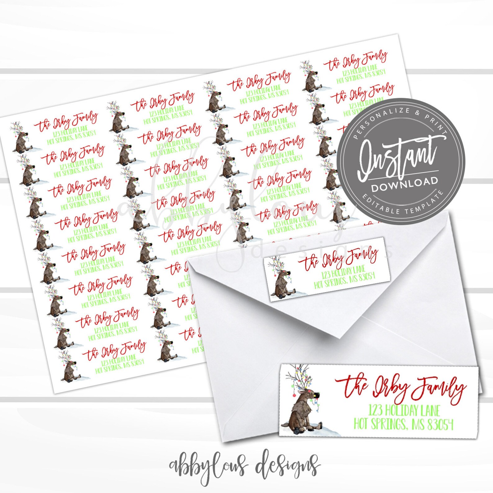 EDITABLE Address Label Printable Christmas Card Address - Etsy