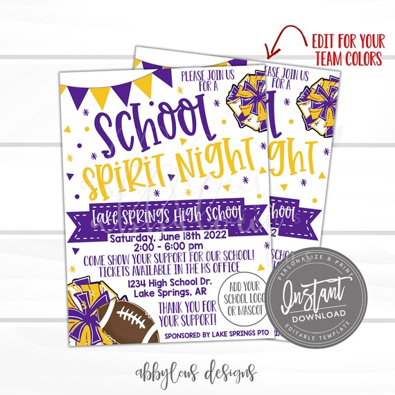 EDITABLE School Fundraiser Flyer School Spirit Fundraiser - Etsy