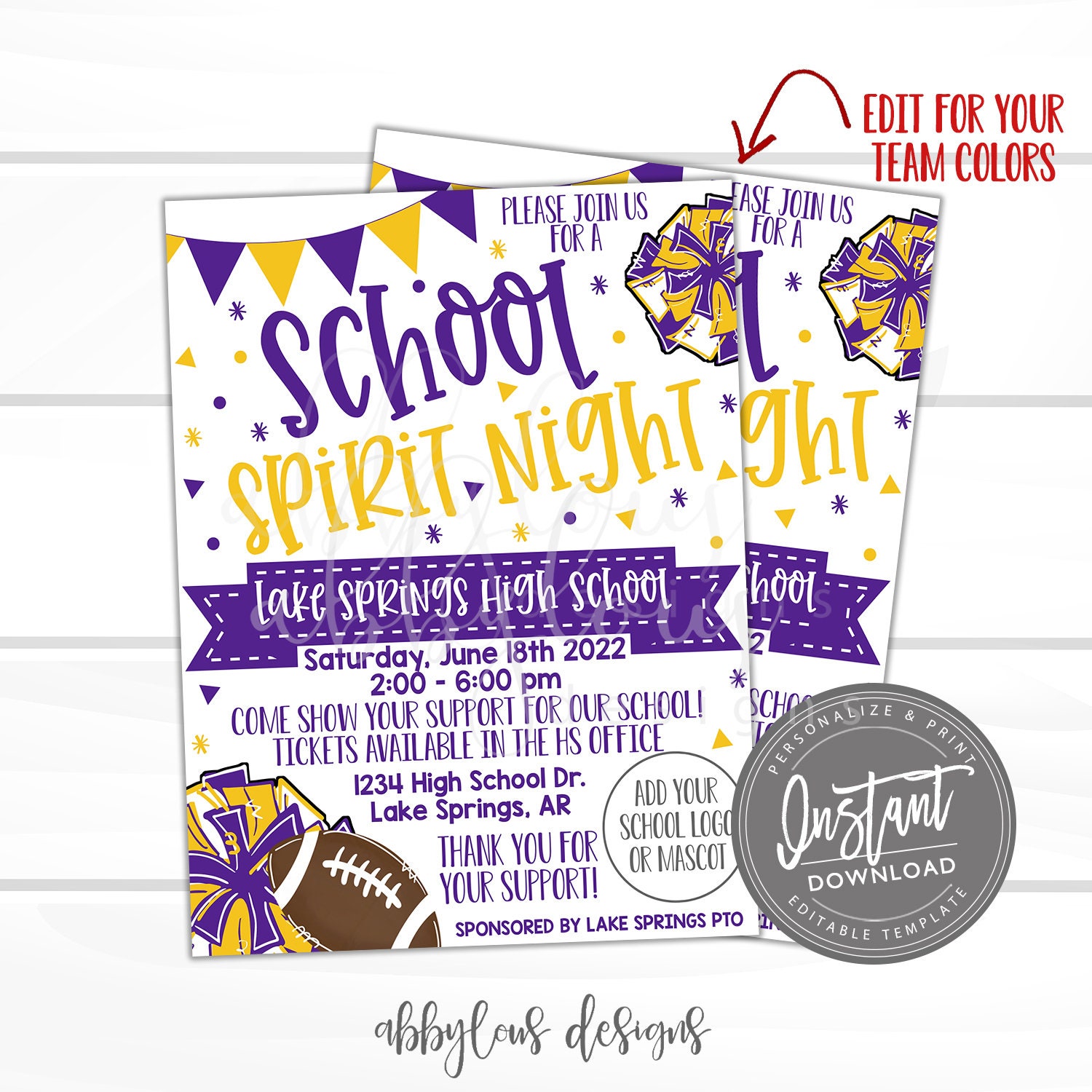 EDITABLE School Fundraiser Flyer, School Spirit Fundraiser, Printable ...
