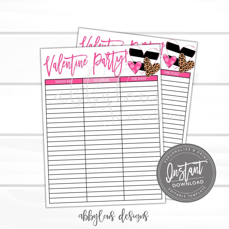EDITABLE Teacher Volunteer Printable PTO/PTA Sign up Sheet - Etsy